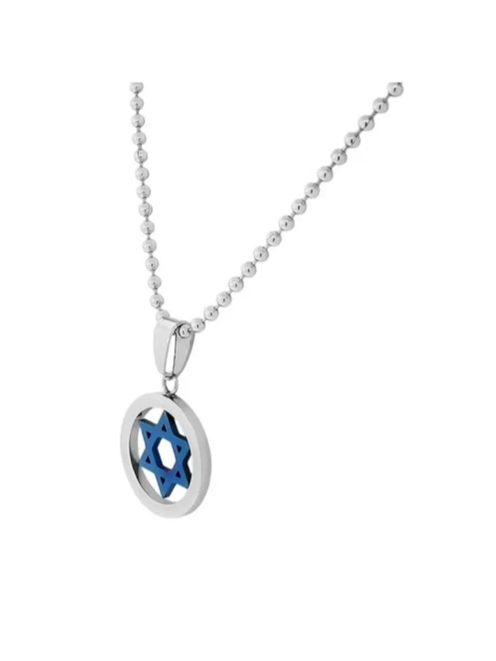 Jewelry | Stainless Steel Silver Blue Twotone Jewish Star David Mens ...